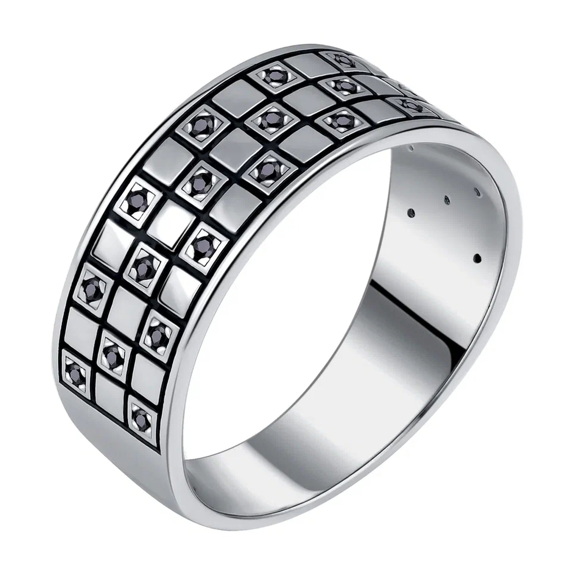 Кольцо, серебро, 925 проба, родирование, фианит