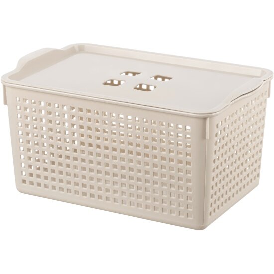 Корзинка EL Casa с крышкой 5,3 л 29,5*18,5*14,5 см "Лофт" латте, размер дна 25*16 см