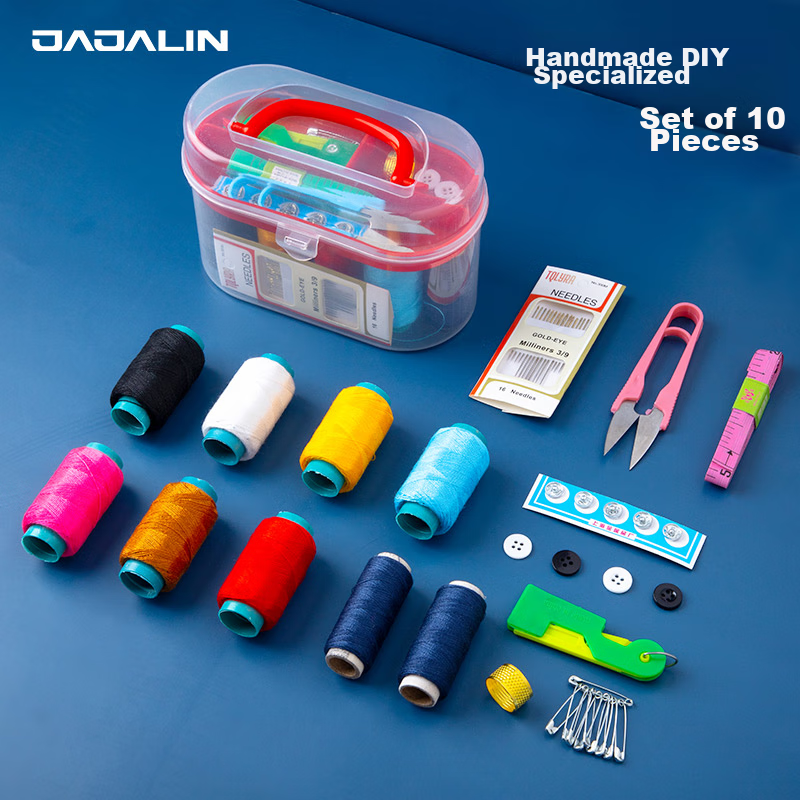 Jajalin Home Sewing Kit with 7 Thread Spools, Travel Sewing Supplies, Mending Tools, Storage Pouch, Random Color