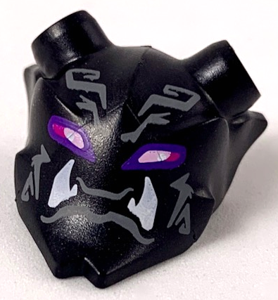 Minifigure, Visor Mask Ninjago Oni with Dark Purple and Magenta Eyes and White Fangs Pattern, 35636pb05 Black U