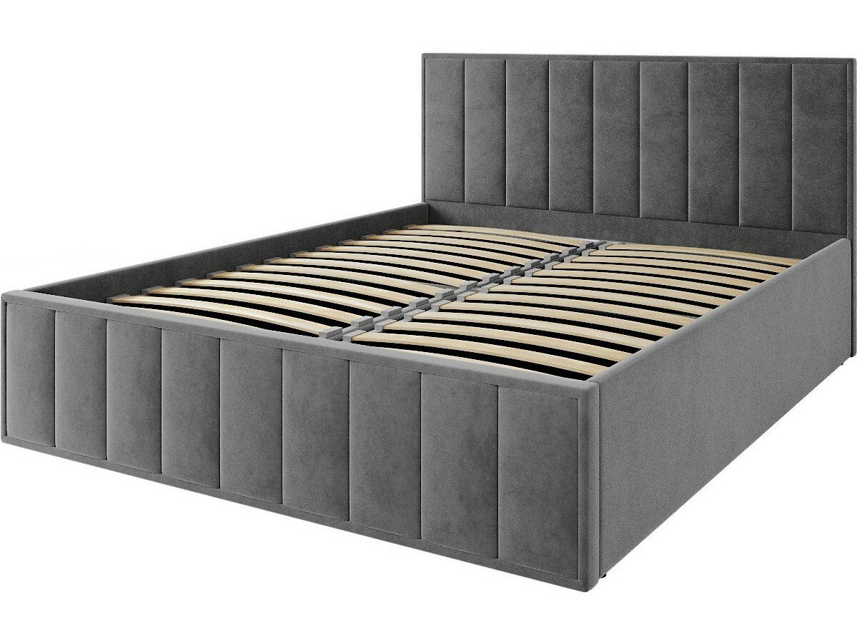 Современная Кровать с ортопедическим основанием 160 (Графит софт)