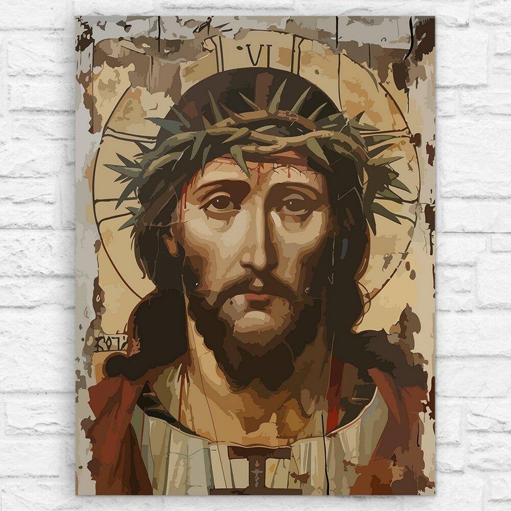 Картина по номерам на холсте Икона с образом Иисуса Христа (Jesus Christ) - 15763 30x40 В