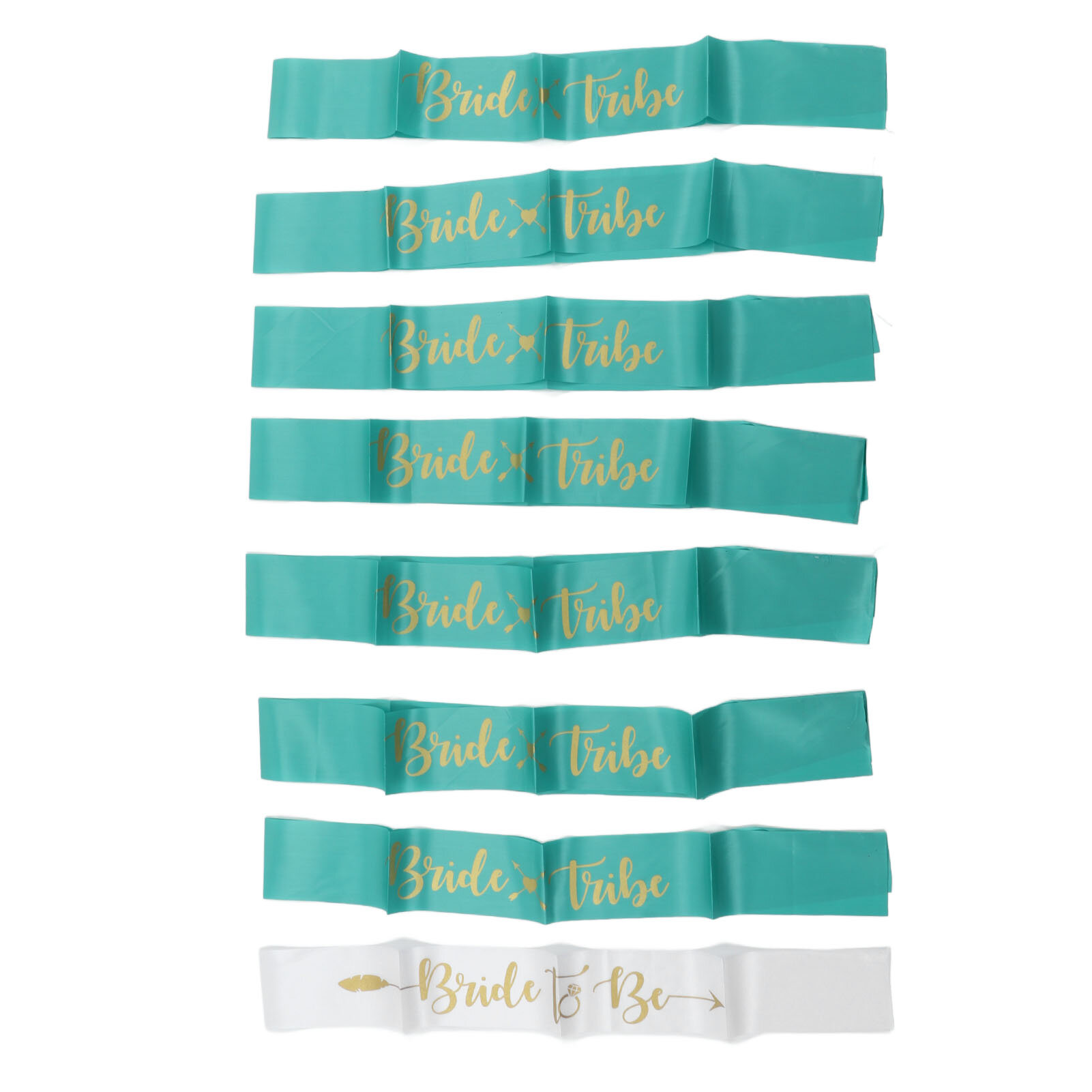Комплект из 8 лент для невесты и подружки невесты с золотыми буквами, гипоаллергенный материал, свадебный комплект лент для подружек невесты, белый зеленый