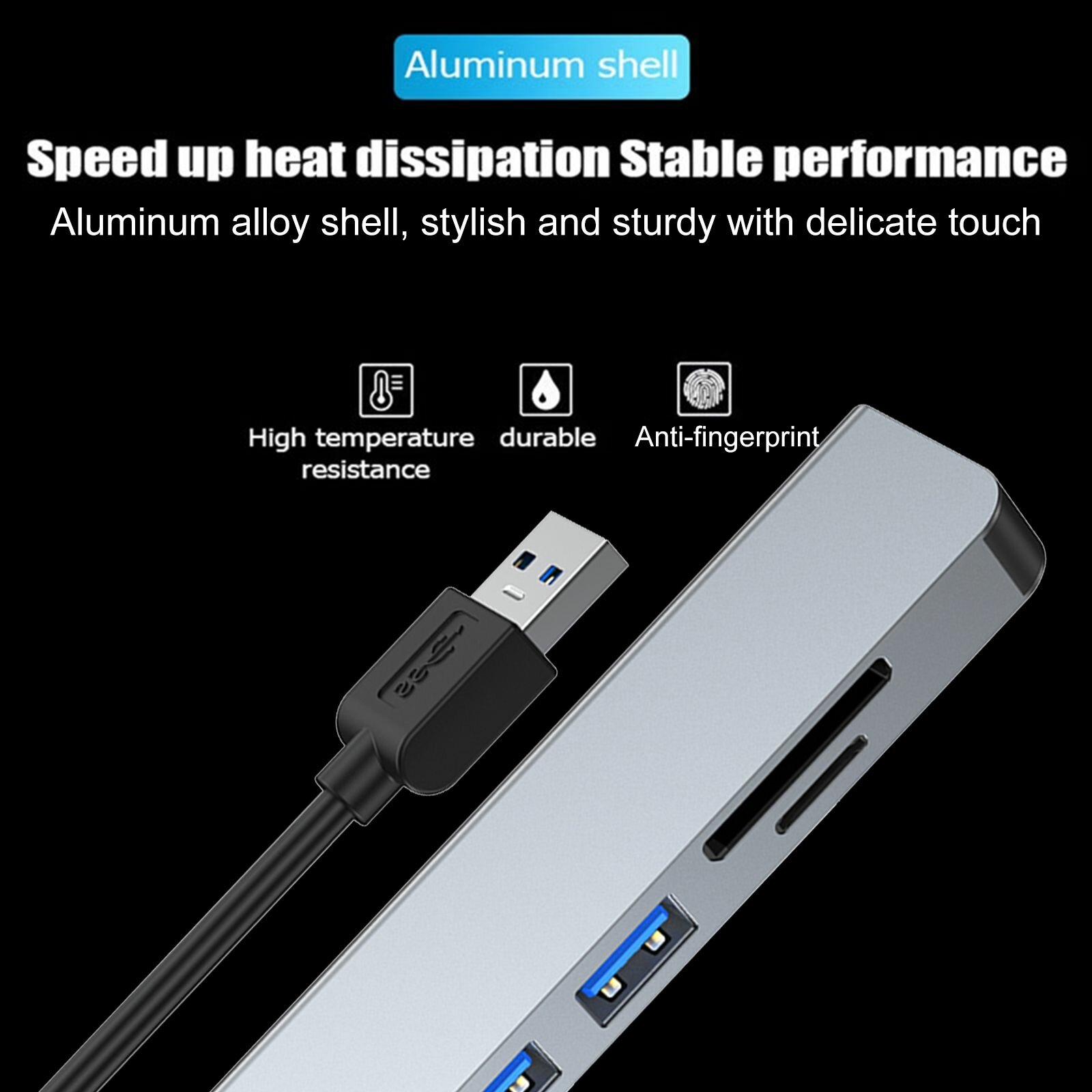 2103U USB-концентратор 5-в-1: USB3.0, 2 USB2.0, слоты SD/TF, удлинитель для ПК и смартфонов