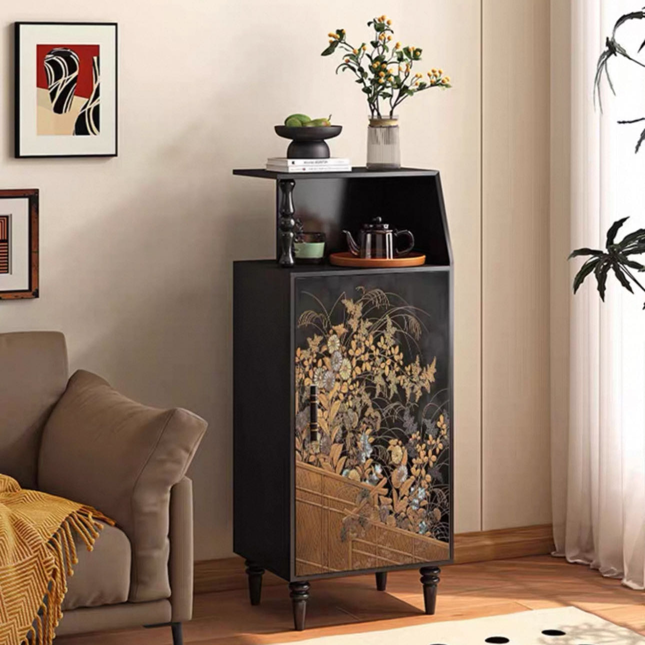 Тумба с открытой полкой в китайском стиле Gravier