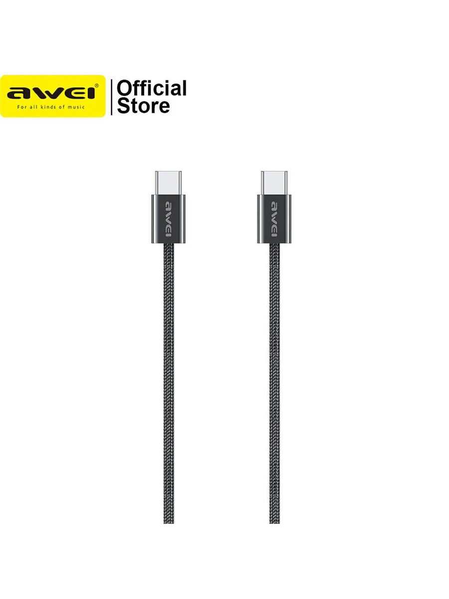 Кабель Awei CL-219T, для Type-C устройств, длина 1 метр, черный