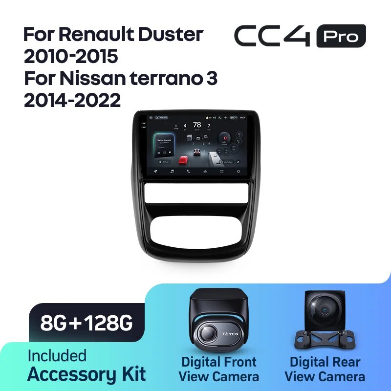 TEYES Тиайс CC4 PRO Штатная магнитола For Рено Дастер For Renault Duster 2010 - 2015 For Nissan terrano 3 2014 - 2022 автомагнитола 2 DIN DVD GPS android 13 CarPlay Auto мультимедиа автомобиля головное магнитола 10Duster CC4pAK 128G