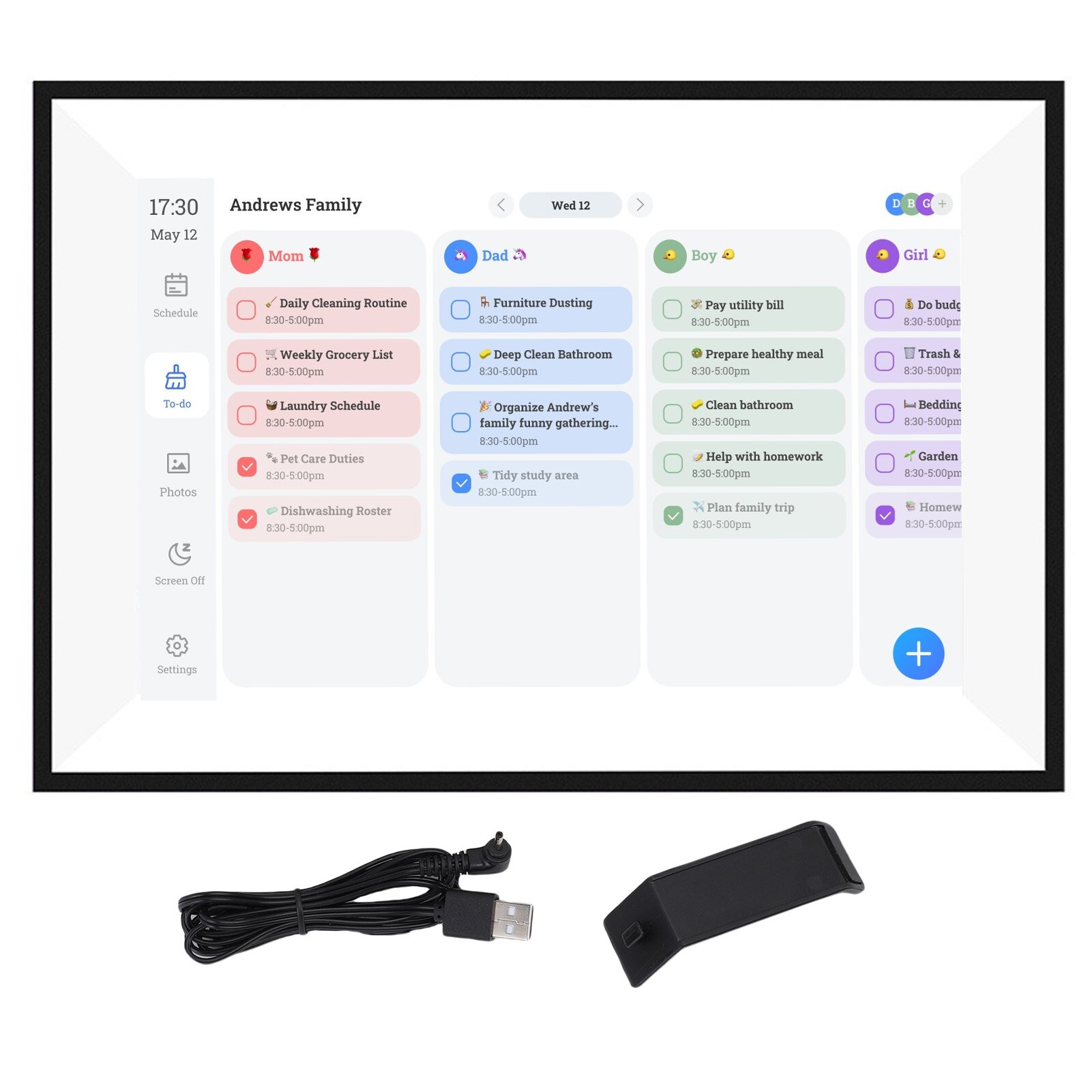 Умный цифровой календарь Семейный планировщик с сенсорным экраном HD 10,1 дюйма и переключаемой цифровой фоторамкой