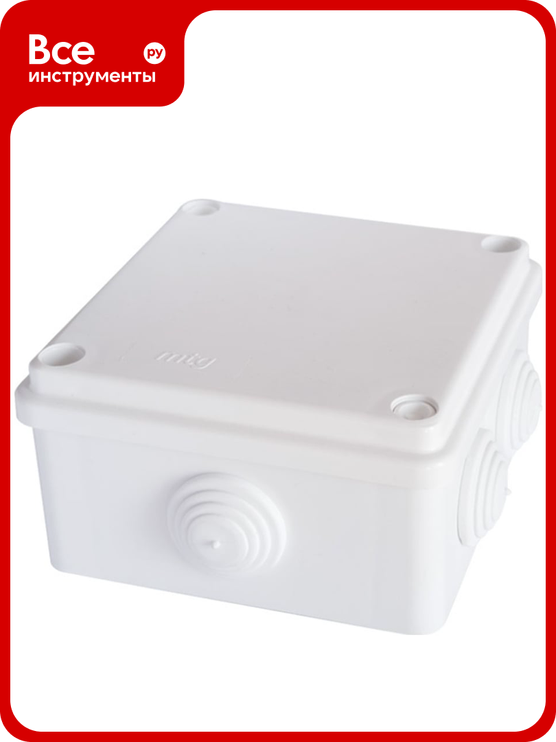 Распаечная, MTG, влагозащищенная коробка MTG настенная 100x100x50 с болтами IP55 31393