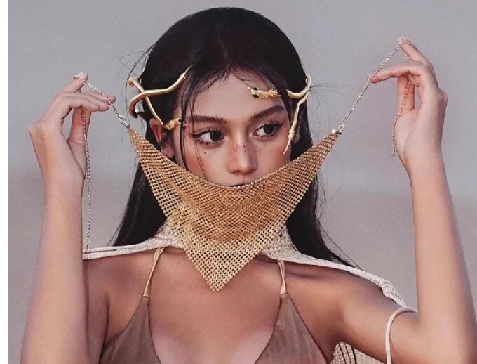 Металлическая блестящая маска змея 2snakes n 1face veil