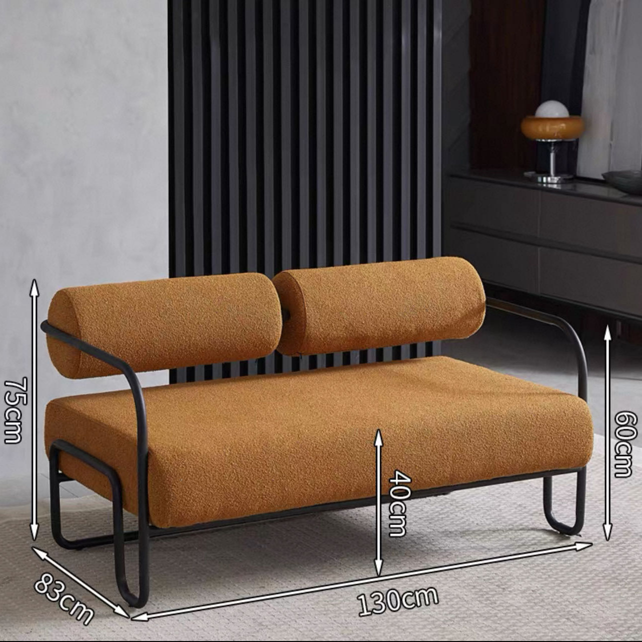 Интерьерный диванчик на металлической основе Guere (оранжевый)