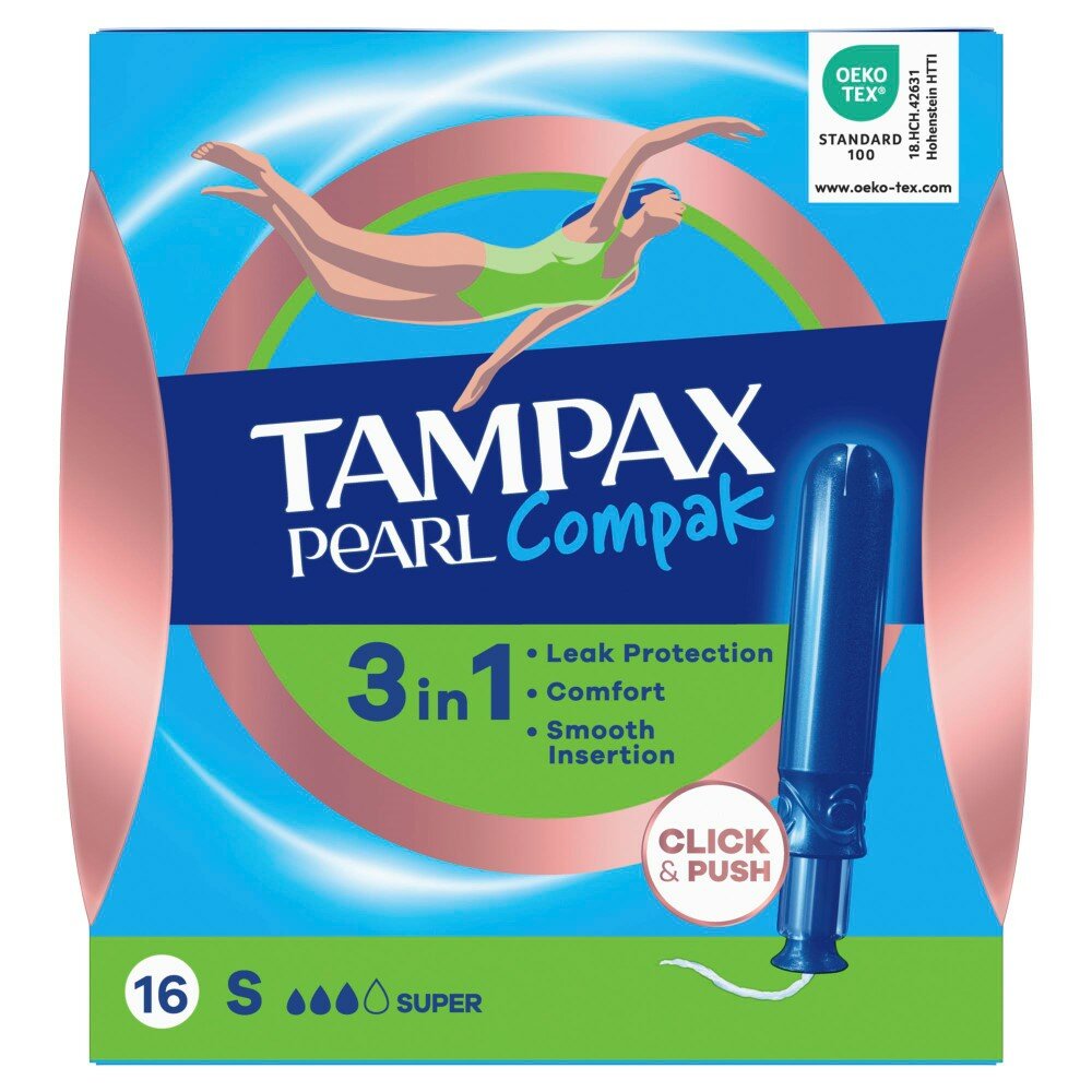 Tampax тампоны compak pearl super с апплик 16 шт.