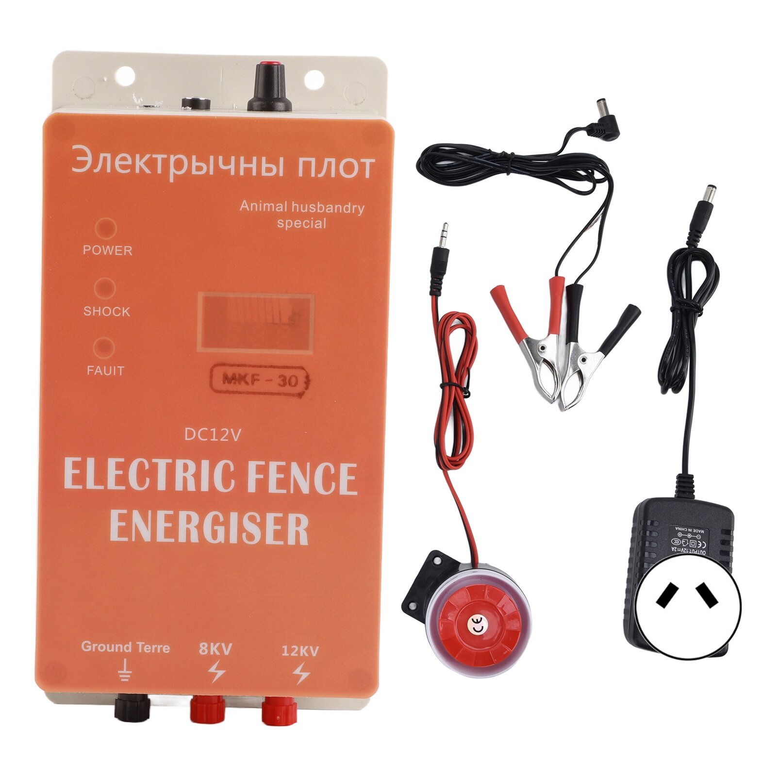 Электрическая изгородь Energizer 30KM, безопасная высоковольтная импульсная сигнализация для защиты от животных, для улицы, вилка 100‑240 В