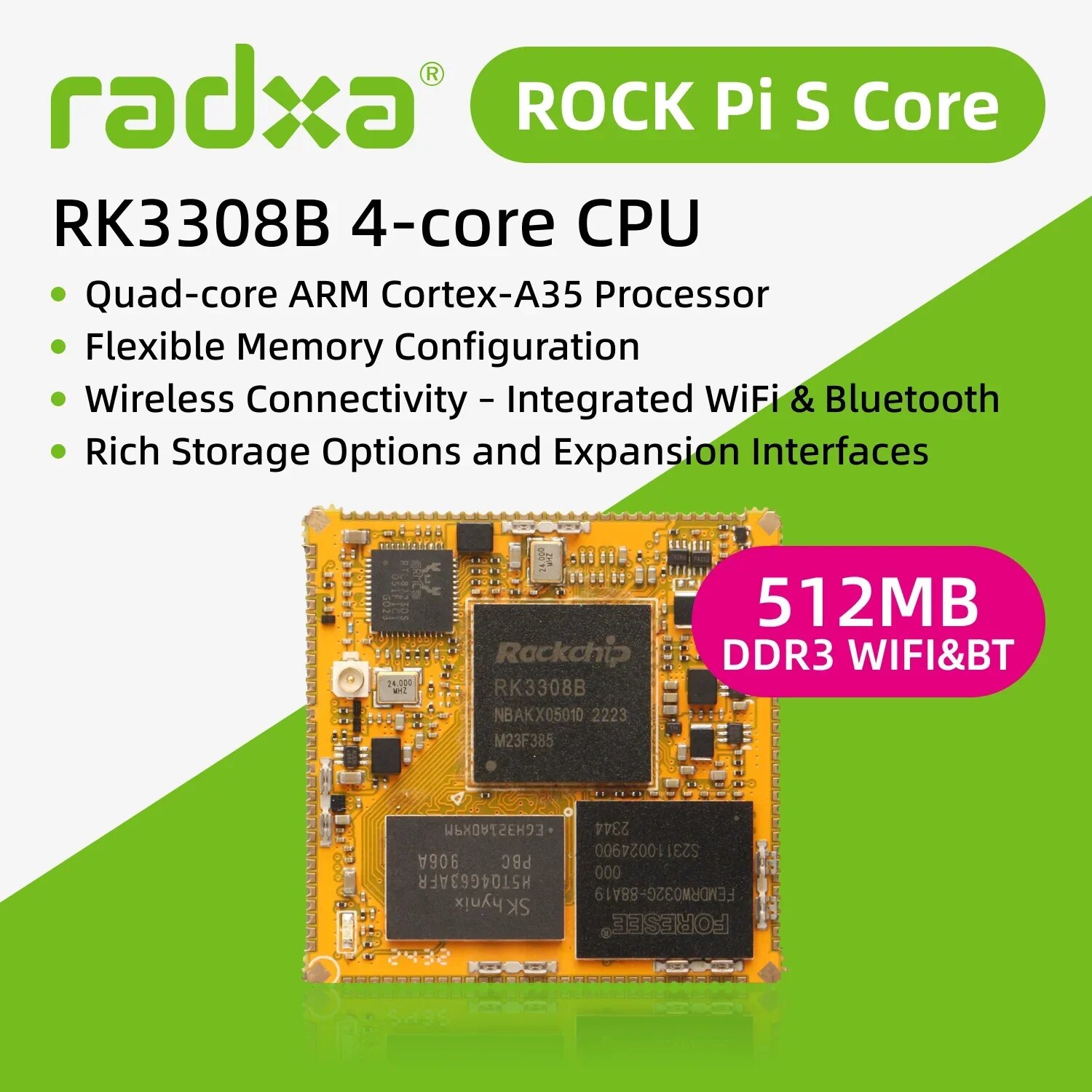 Radxa ROCK Pi S Core RK3308B одноплатный компьютер 512MB WIFI BT