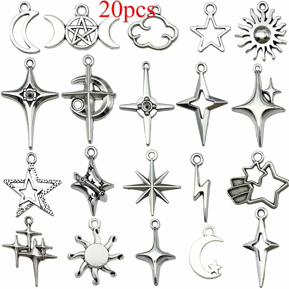 Ювелирный ручной инструмент для гальваники, набор из 10 декоративных заготовок крест и звезда 10-30 мм, цинковый сплав для DIY украшений