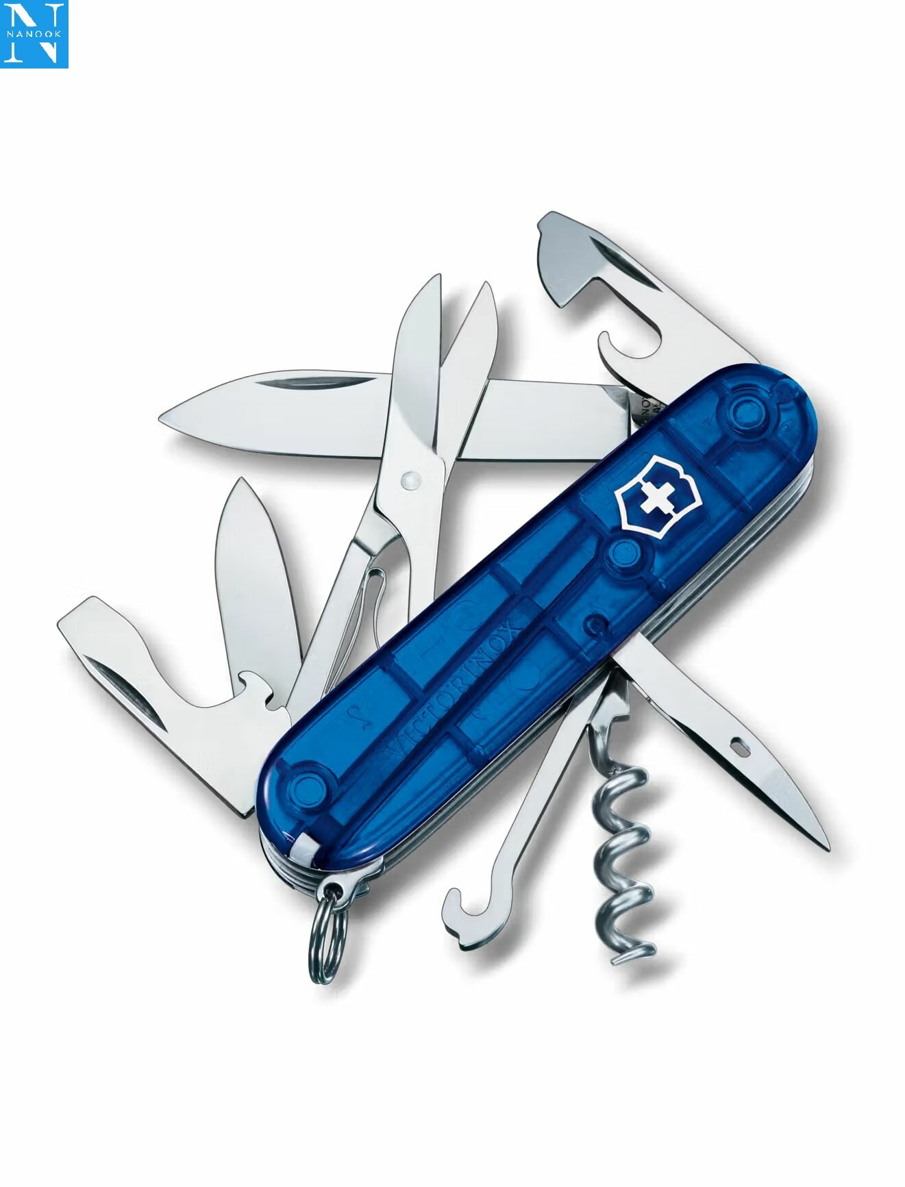 Нож перочинный VICTORINOX Climber 1.3703. T2, 91 мм, 14 функций, синий полупрозрачный