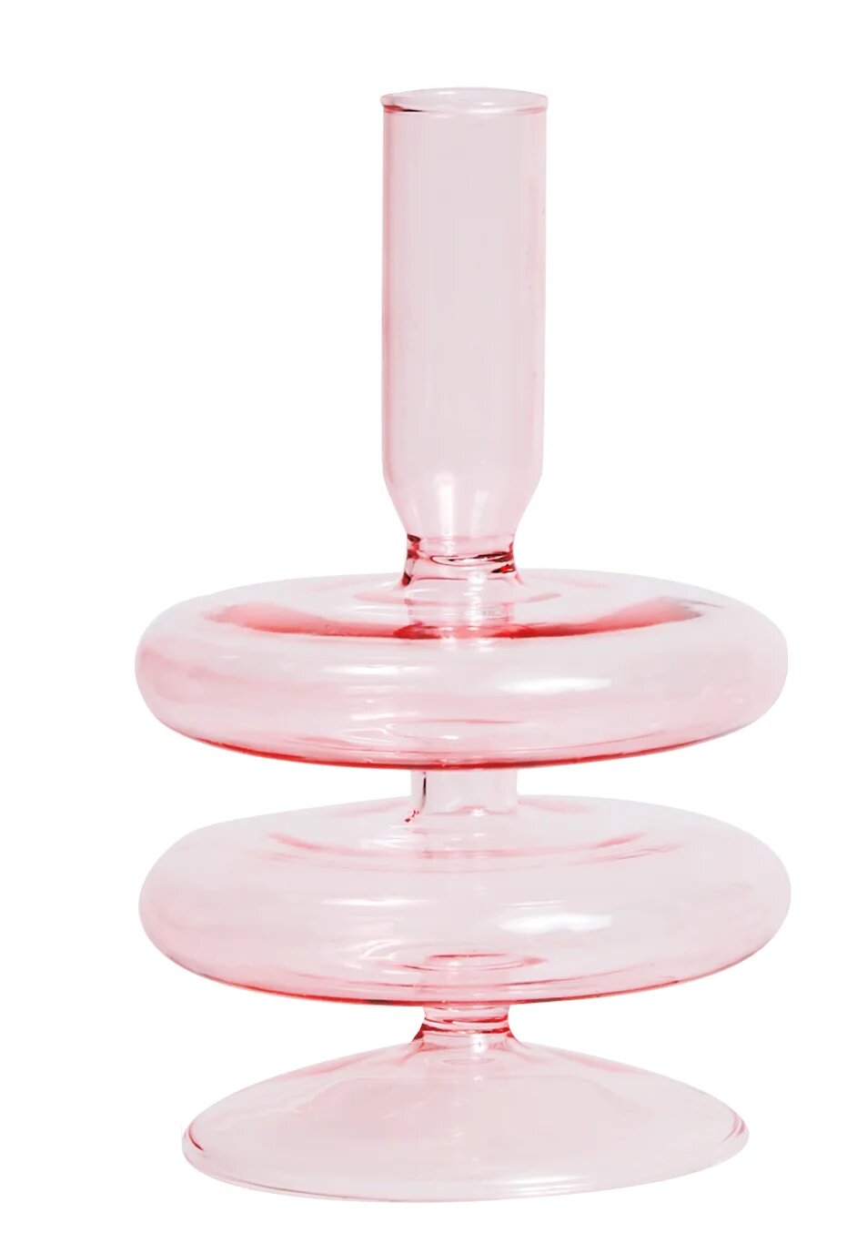 Розовый стеклянный подсвечник Floriddle Decor, Pink 2Tie round