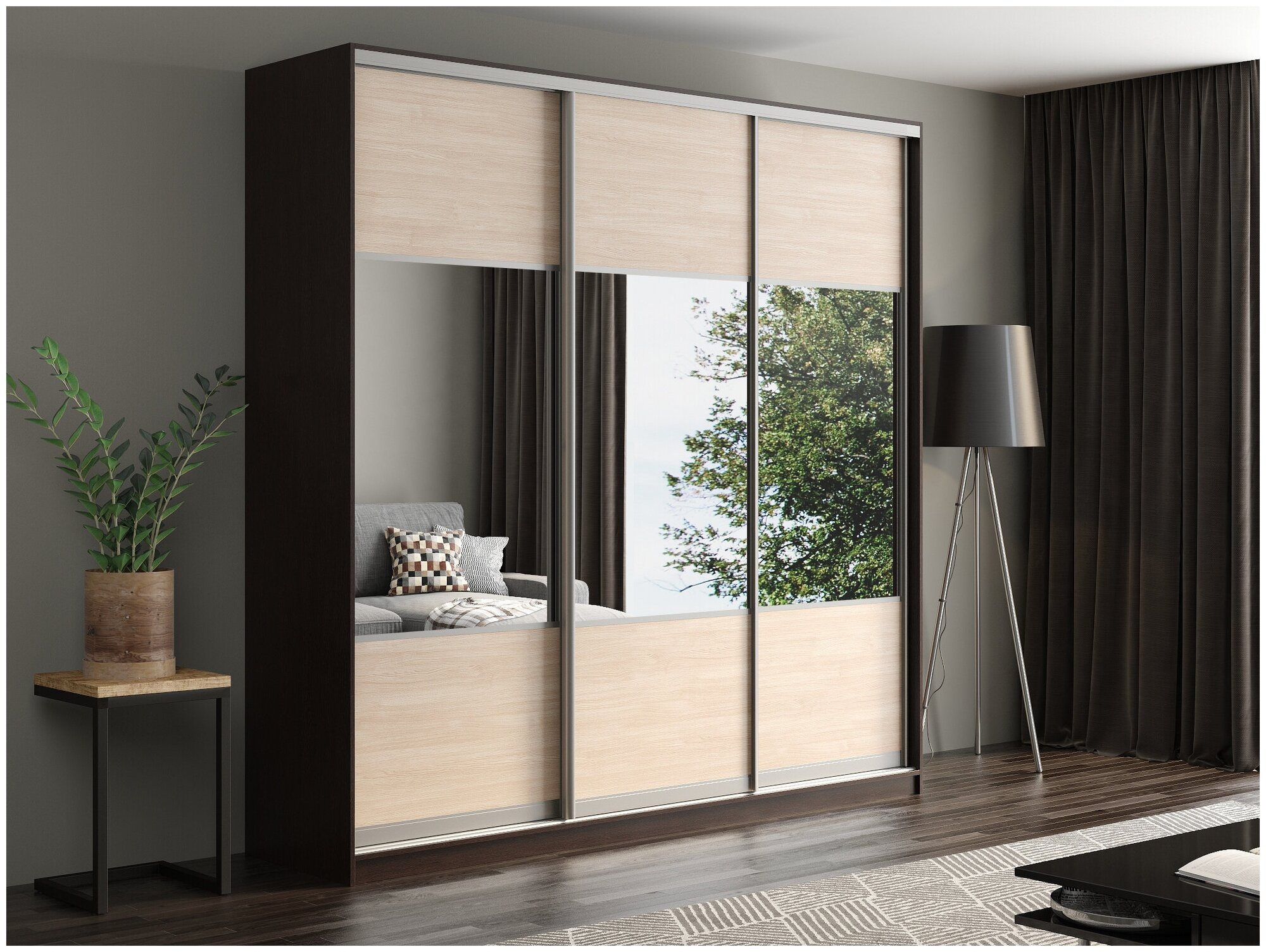 Шкаф-купе Матэрна венге / шамони светлый / комбинированный, 250х45х240 см