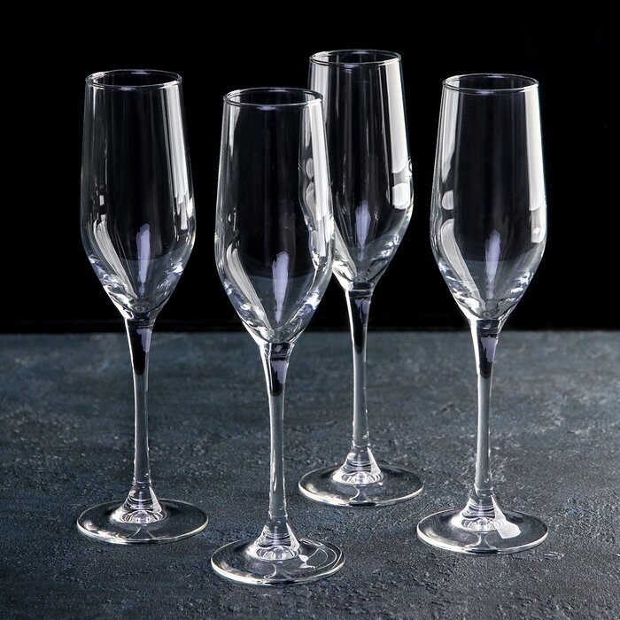 Бокалы для шампанского Luminarc Tasting Time, 160 мл, набор 4 шт, стекло, прозрачные