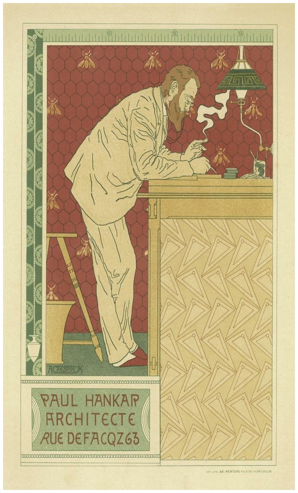 Постер / Плакат / Картина Рекламный плакат - Архитектор Paul Hankar 40х50 см в раме