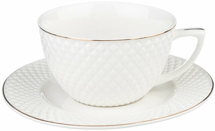 Набор чайный фарфор, 12 предметов, на 6 персон, 220 мл, Lefard, Диаманд голд, 359-295, подарочная упаковка