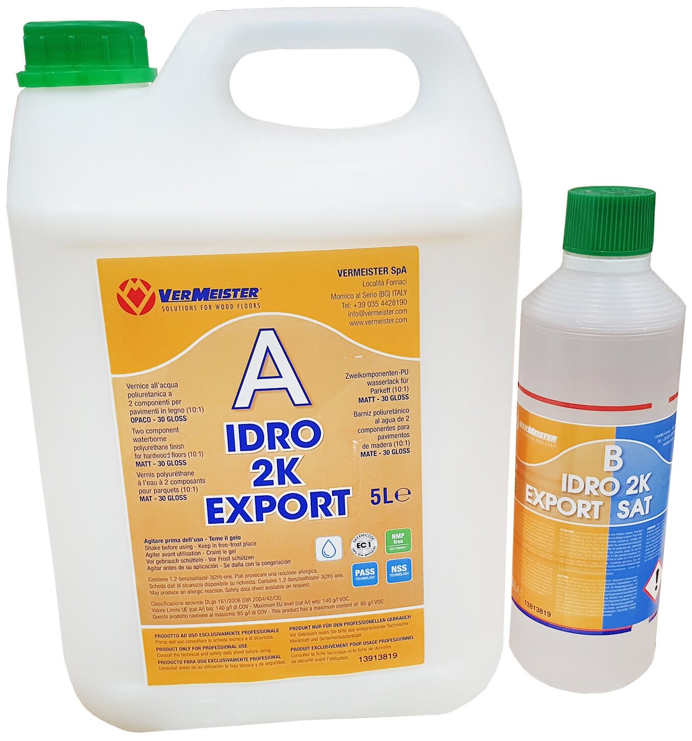 IDRO 2K Vermeister Полиуретановый лак (полуматовый) для паркета двухкомпонентный на водной основе