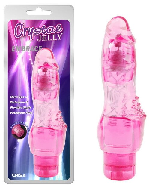Гелевый фаллоимитатор с вибрацией Embrace, розовый
