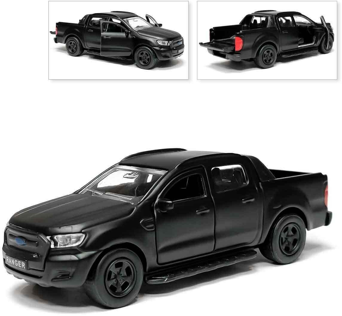 Машинка Ford Ranger, коллекционная, металлическая, черный матовый, Технопарк, 12 см