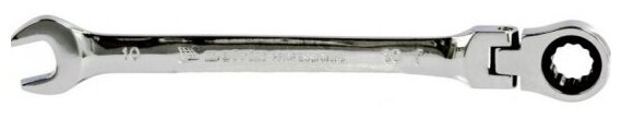 Комбинированный гаечный ключ Matrix 10мм, трещотка, CrV, шарнирный, зеркальны хром