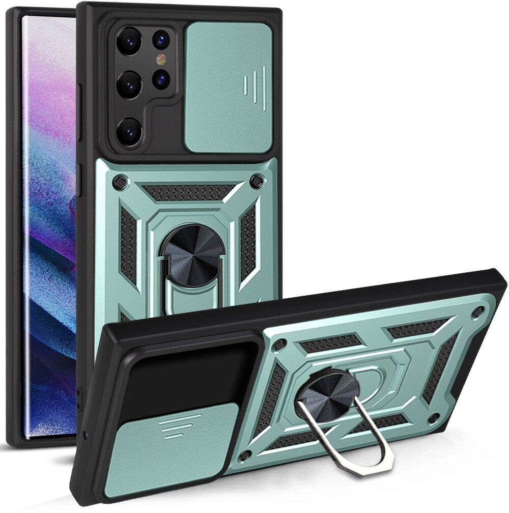 Чехол противоударный для Samsung S22 Ultra / Самсунг S22 Ультра с защитой камеры armors (Зеленый)