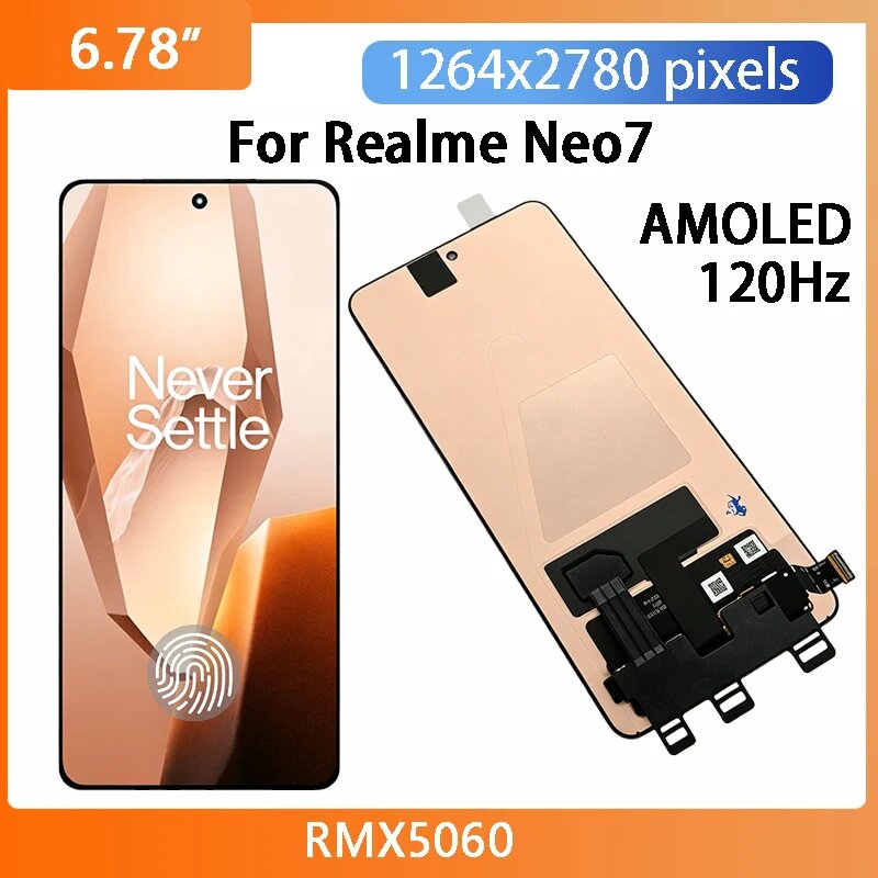 Оригинальный AMOLED-дисплей 6,78 дюйма для Realme Neo7 Neo 7 RMX5060, ЖК-экран + сенсорный дигитайзер для Realme GT Neo 7, замена дисплея