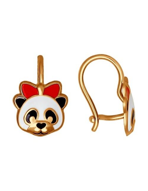 Серьги красное золото, 585 проба, эмаль