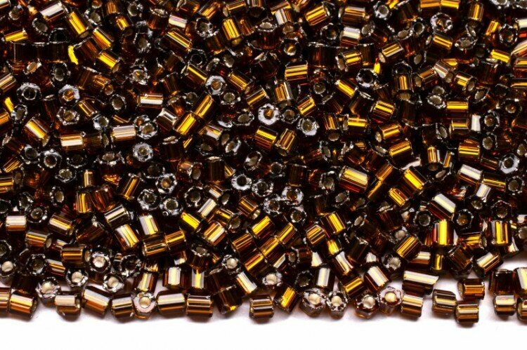 Бисер чешский PRECIOSA рубка 10/0 17110 коричневый, серебряная линия внутри, 50г