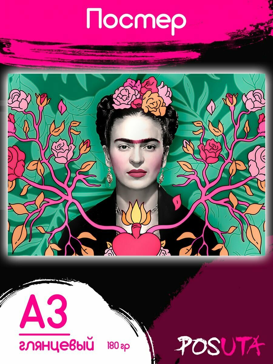 Постеры на стену Фрида Кало плакаты Интерьерные А3