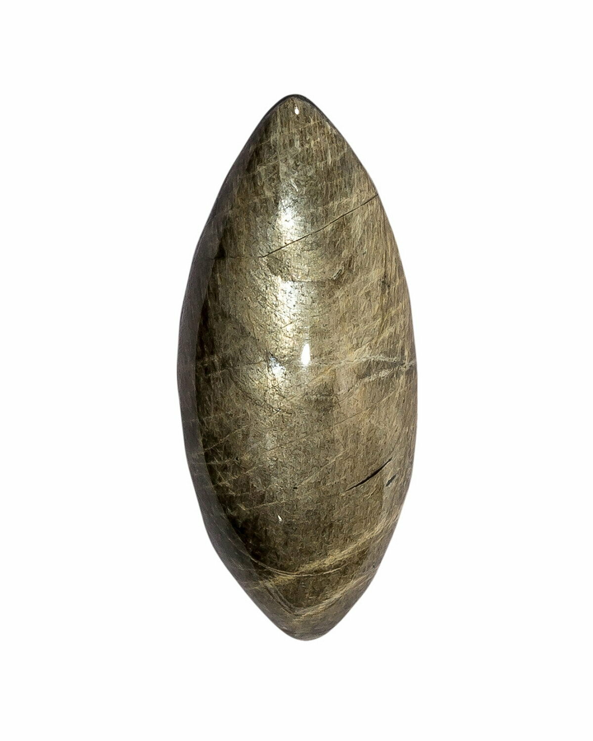 Кабошон из дельхайелита, размер 44х17х8 мм, на подложке из долерита, вес 8 грамм