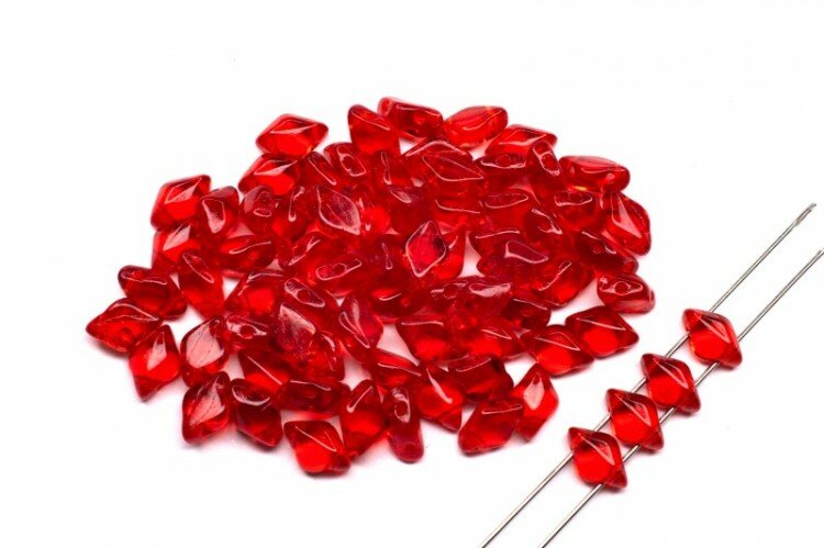 Бусины GemDuo 8х5мм, отверстие 0,8мм, цвет 90080 красный прозрачный, 709-040, 10г (около 64шт)