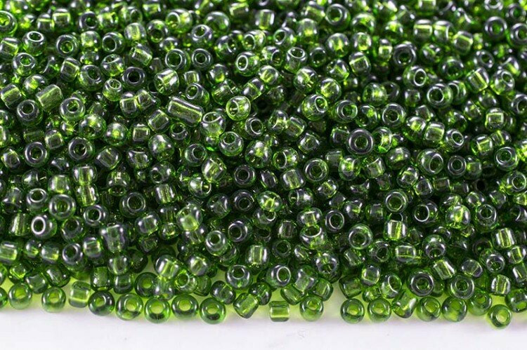 Бисер китайский круглый размер 8/0, цвет 0007В зеленый прозрачный, 450г