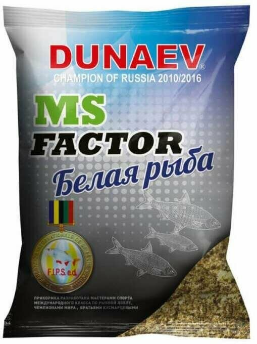 Прикормка натуральная Дунаев "DUNAEV-MS FACTOR" 1кг / БЕЛАЯ рыба