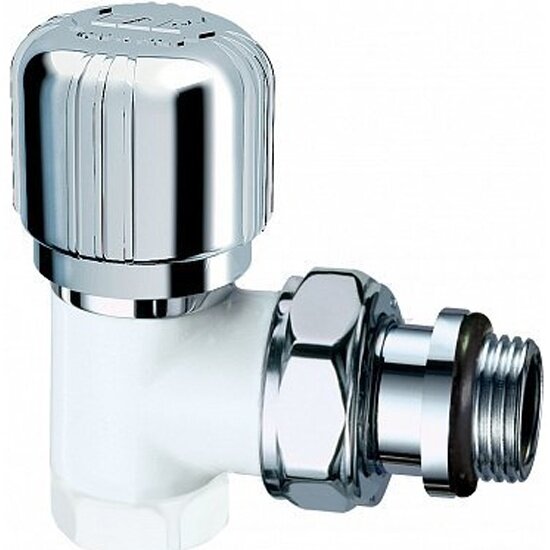 Вентиль Far термостатический 1/2" ВР (сереб.-бел. эмаль), EPDM, угловой