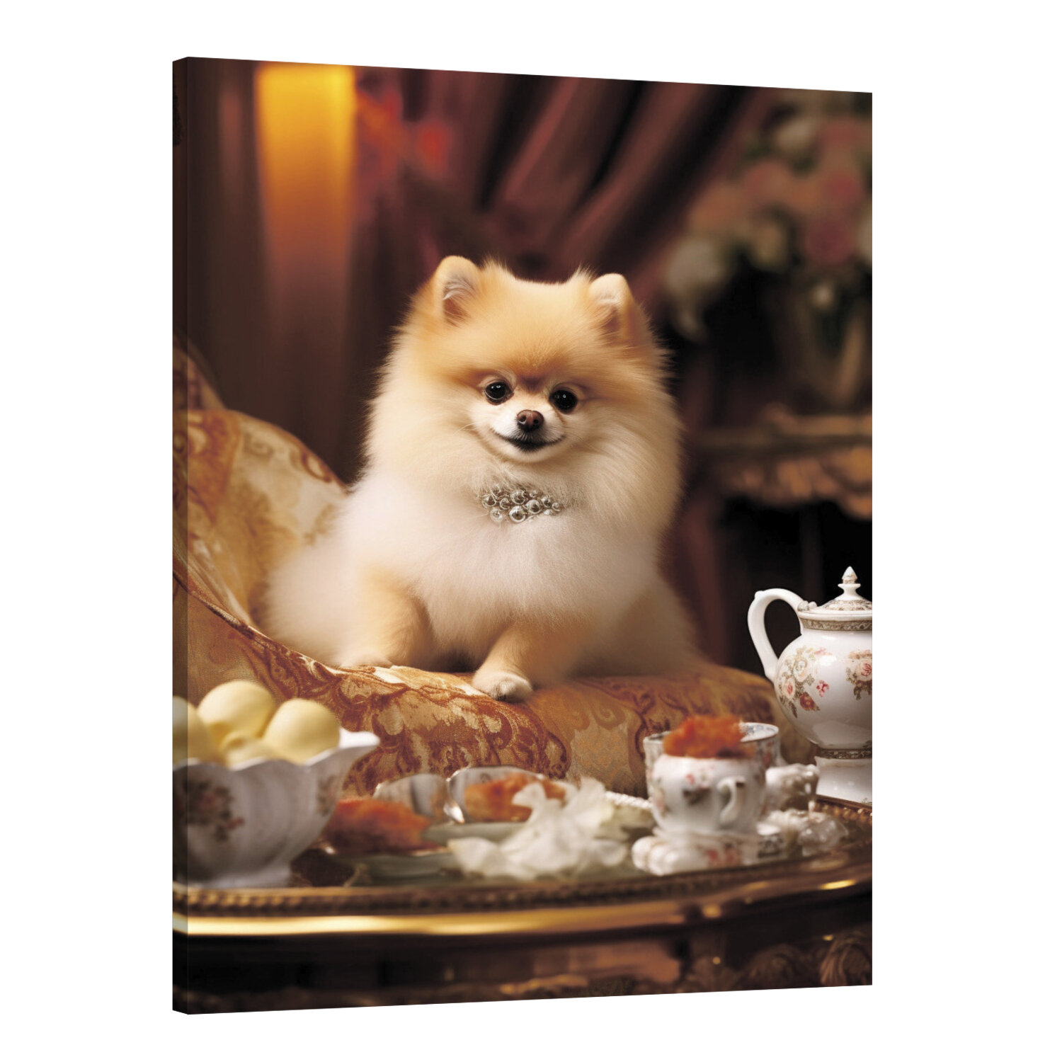 Интерьерная картина 50х70 "Шпиц: элегантность и изящество в одном образе"