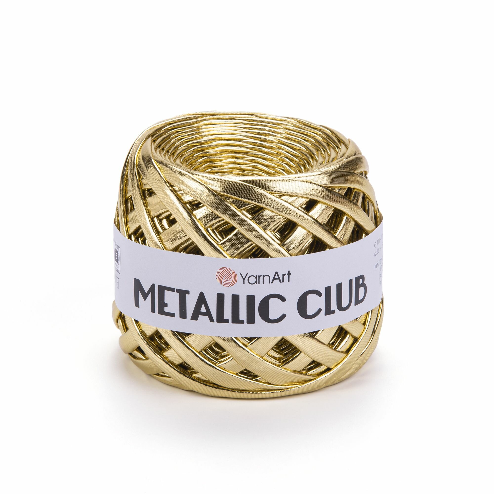 Пряжа трикотажная Металлик клаб клуб (Metallic club) упаковка 1 моток 180 г. 55 м. 100% полиэстер цвет 8105 золото
