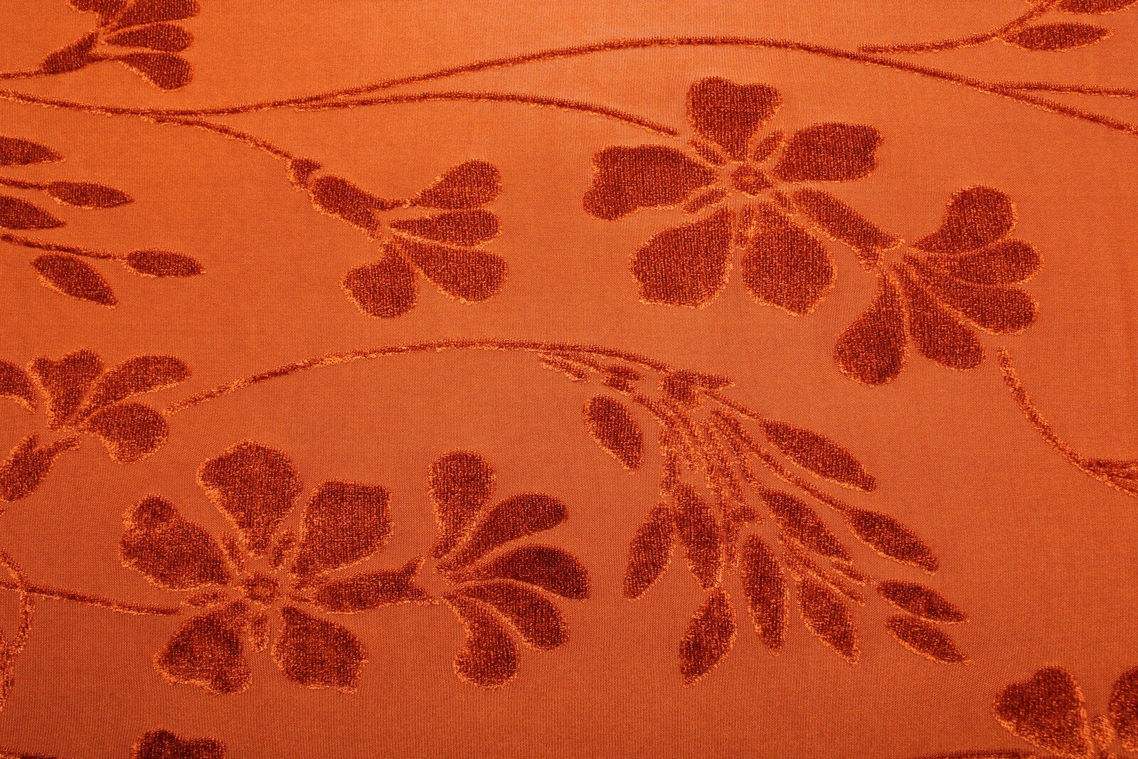 Ткань Велюр-деворе на трикотажной основе оранжевый, ш140см, 0,5 м