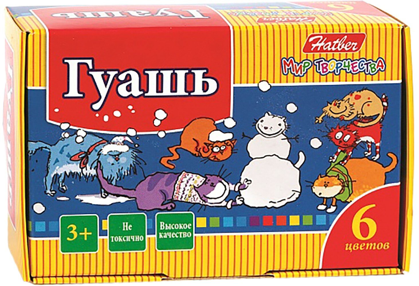 Гуашь Прикольные коты, 6 цветов