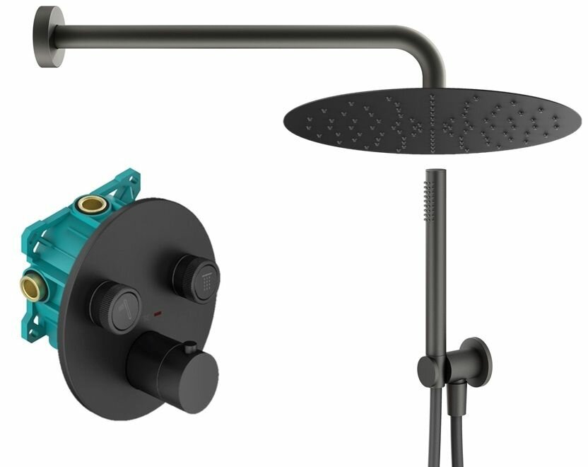 Комплект смесителей для душа Plumberia Selection KITPSB02NOKING, Черный матовый
