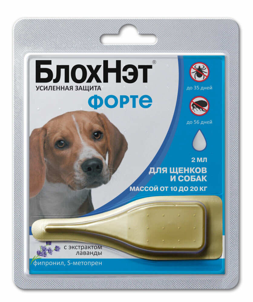 Капли от блох и клещей Астрафарм БлохНэт Форте для собак массой от 10 до 20 кг пипетка, 2.0 мл