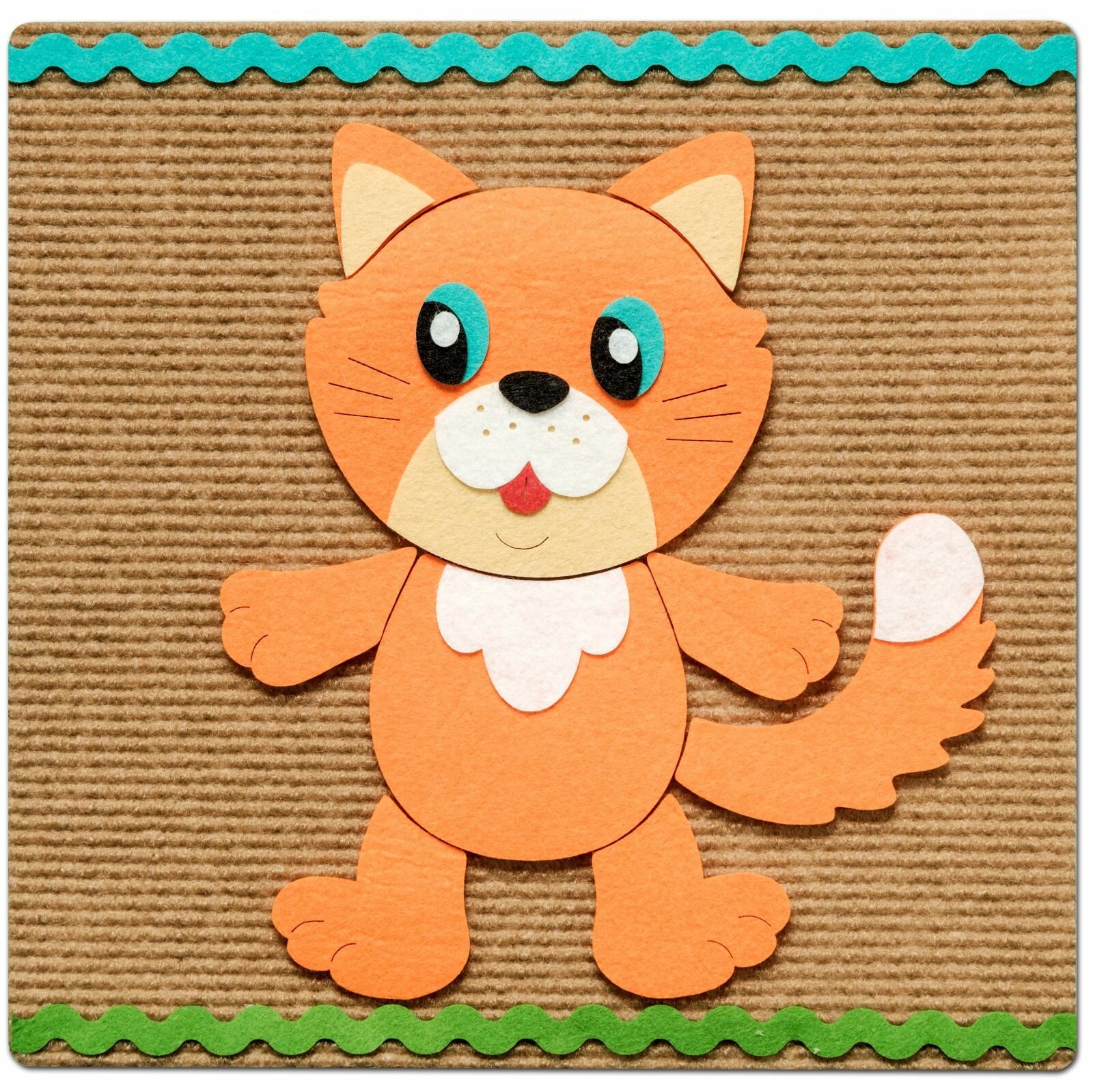 Коврик-пазл Smile Decor "Котик", развивающая игра из фетра на липучках