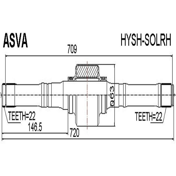 Привод в сборе передний правый для автомобиля, ASVA HYSH-SOLRH (1 шт.)