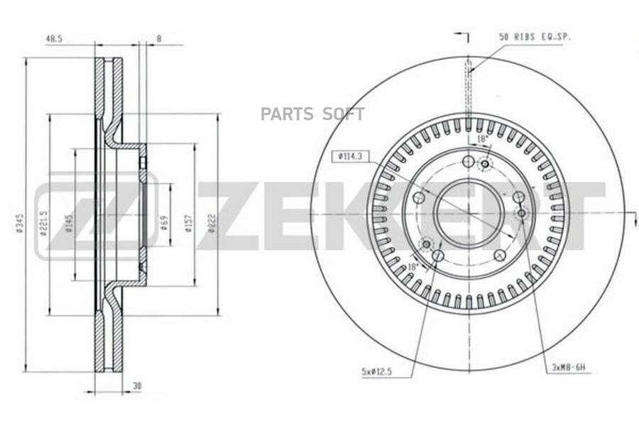 ZEKKERT BS-6298 Диск торм. перед. Kia Quoris 13- Hyundai Genesis II 14- Equus/Centennial II 09- ()