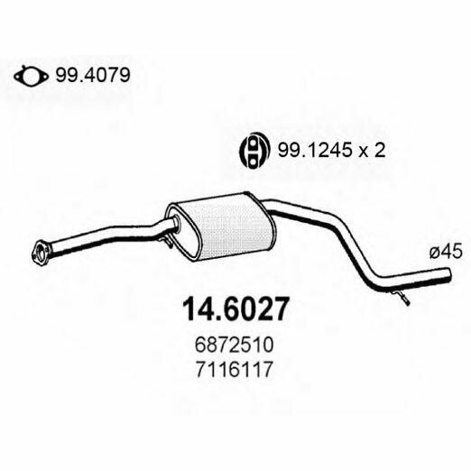 Средний глушитель выхлопных газов, ASSO 14.6027 (1 шт.)
