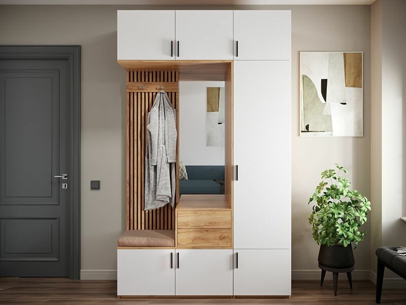 Прихожая в коридор "Дуглас 11" 135х240х50 Дуб крафт золотой / Лотос